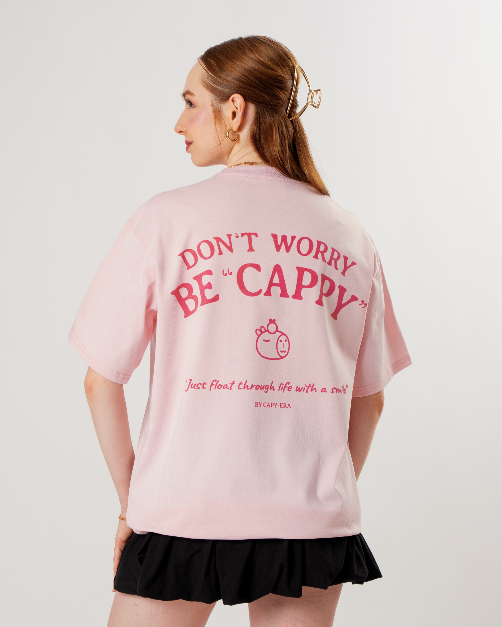 Don't Worry Be Cappy Tee - Pink – Capy-Era